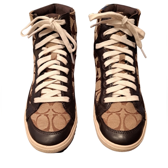 Coach | Shoes | Coach Ellis Brown Monogram Hi Tops | Poshmark